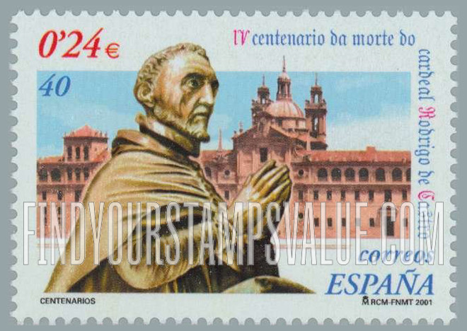 Cardinal Rodrigo de Castro (1523-1600) 40p Multicolored stamp price, value