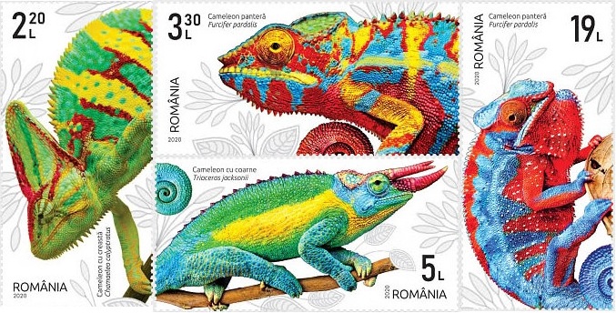 Four new Romanian stamps feature chameleons! – World Stamp News