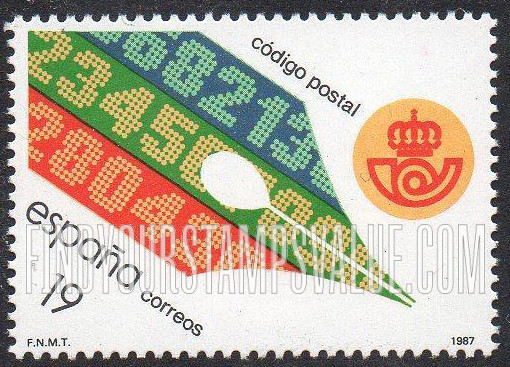 Postal Code Inauguration 19p Multicolored Stamp Price Value postal-code-inauguration-19p-multicolored-stamp-price-value