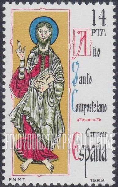 St. John of Compostelo 14p Multicolored stamp price, value