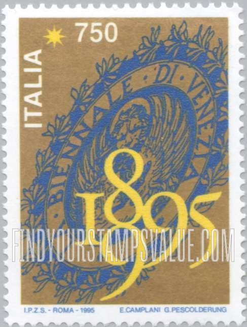 Venice Biennial, Centennial 750l Multicolored stamp price, value