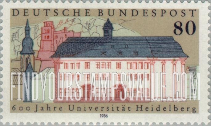 Heidelberg University, 600th Anniversary 80pf Multicolored stamp price ...