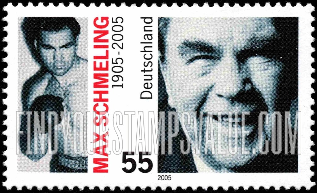 Max Schmeling (1905-2005), Boxer 55c Multicolored stamp price, value